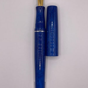 Custom Blue Sapphire Fountain Pen With Nickel Silver Accent - Etsy