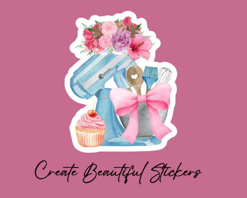 Coquette Floral Baking Mixer Instant Download Watercolor PNG File for ...