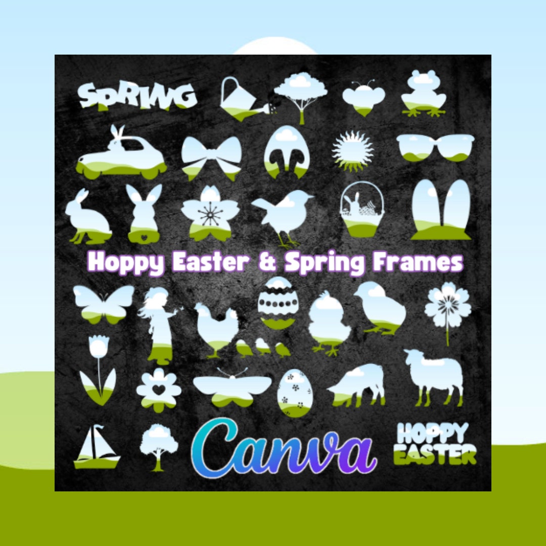 Hoppy Easter Fillable Resizable Frames for Canva Spring Images Birds ...