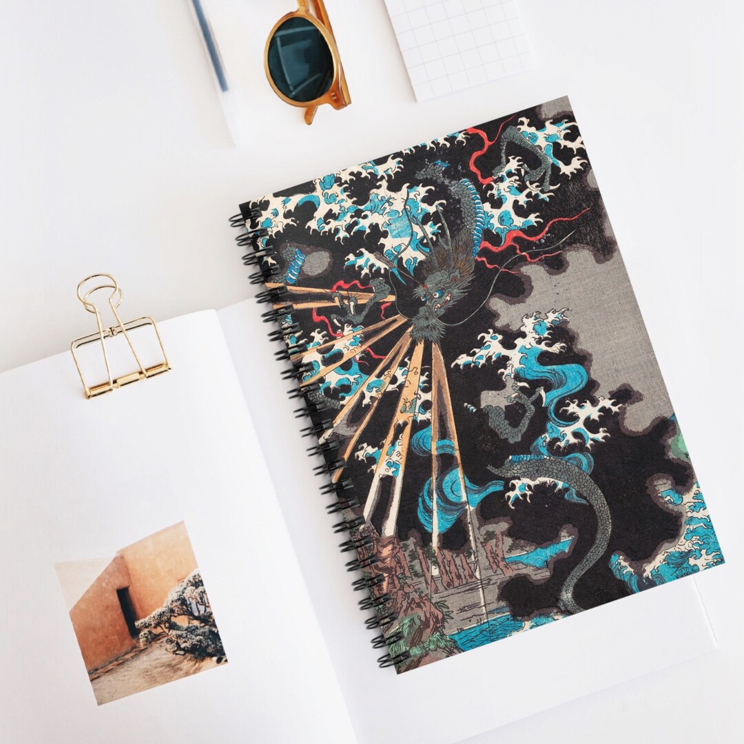 Black Dragon Japanese Artwork Reading Spiral Notebook - Etsy