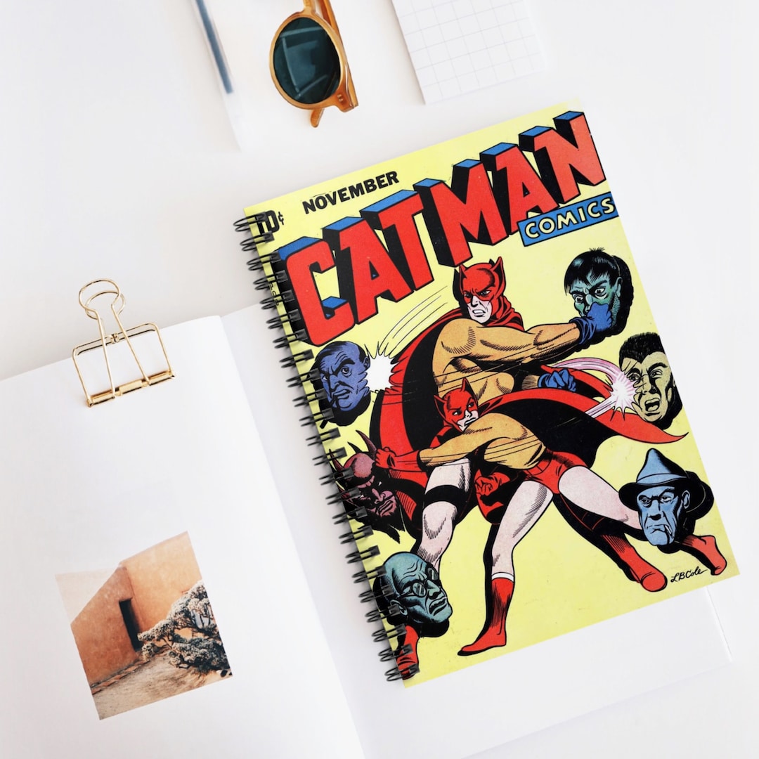 Cat-man Issue 26 Golden Age Edition Catman Superhero Comic Book Reading Journal Spiral Notebook ...