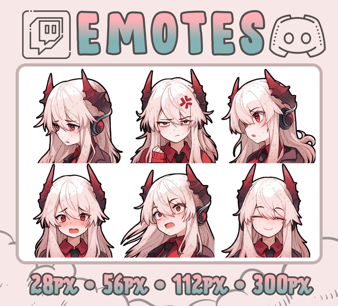 Demon Girl Twitch and Discord Emotes | 6 Emojis for Streamers | Emotes ...