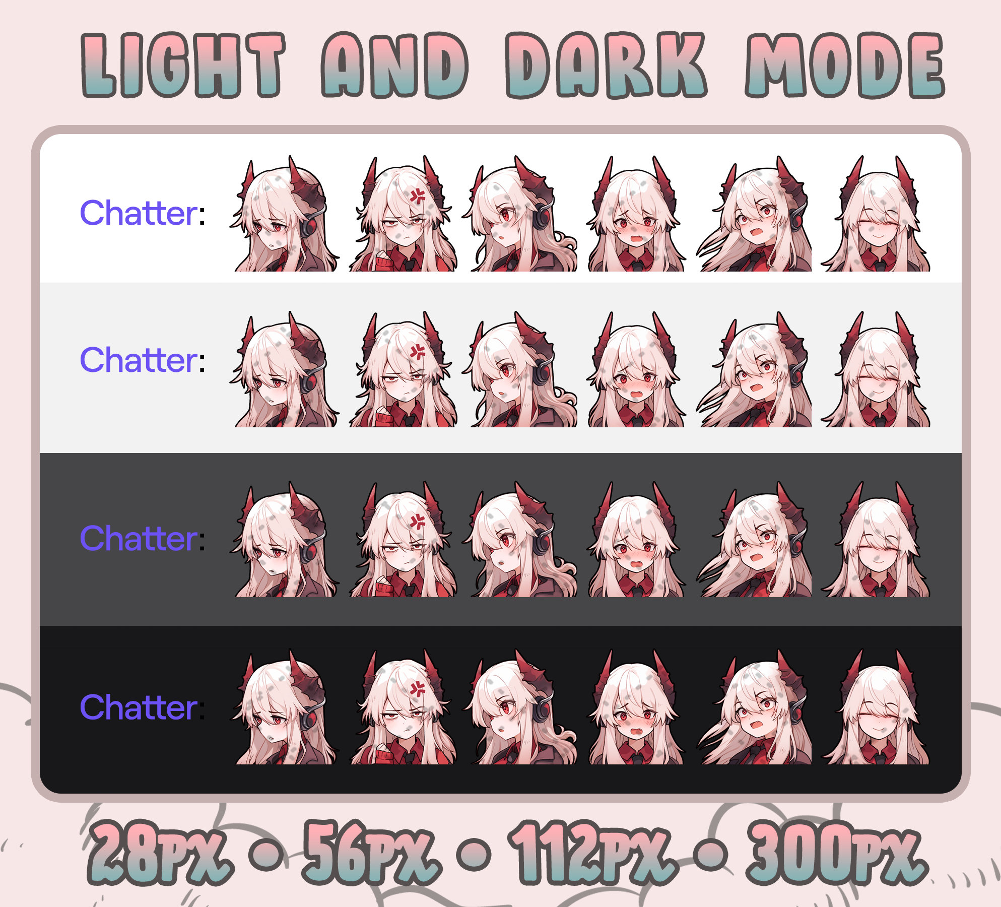 Demon Girl Twitch and Discord Emotes | 6 Emojis for Streamers | Emotes ...
