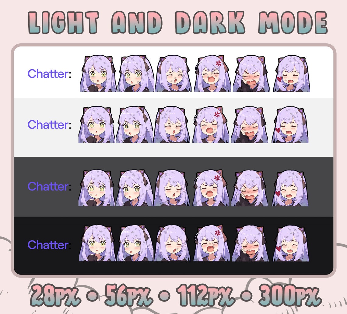 Anime Girl Twitch and Discord Emotes 6 Emojis for Streamers Emotes for ...
