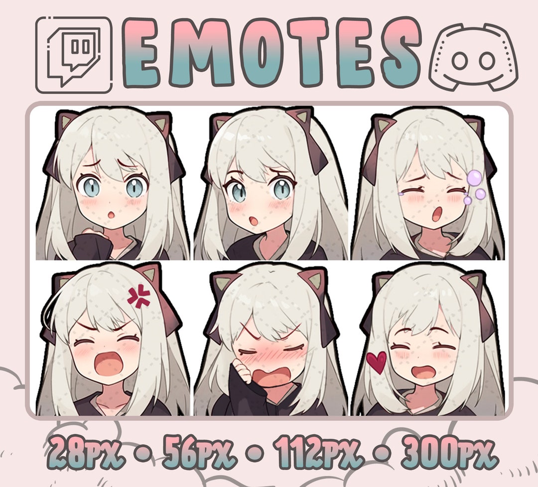 Anime Girl Twitch Emotes | Kawaii Emojis for Streamers (digital ...
