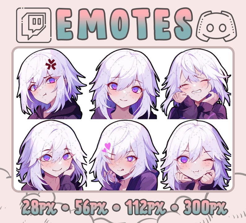 Anime Girl Twitch and Discord Emotes 6 Emojis for Streamers Emotes for ...