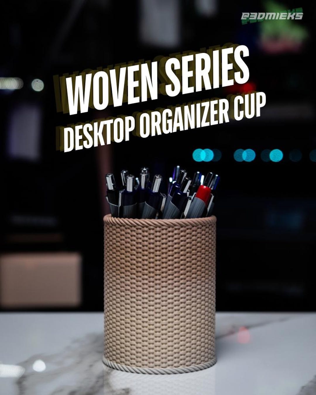 Woven Desk Organizer Cup | Wicker Style Organizer Cup, Fake Woven ...
