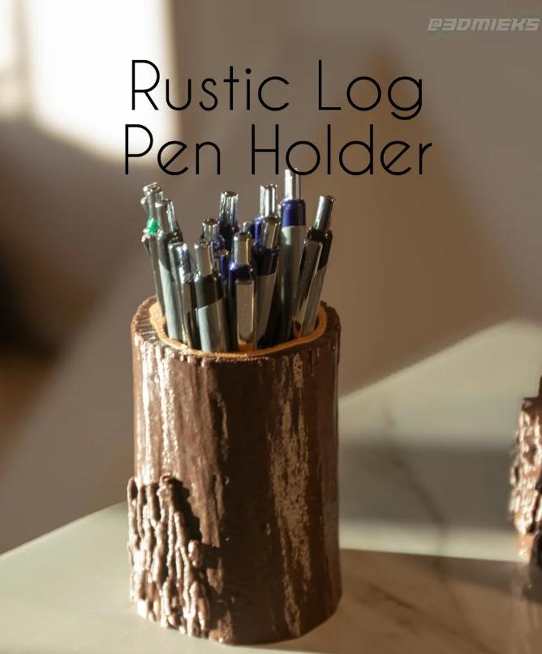 Rustic Log Pen Holder | Rustic Log Pencil Cup, Log Design Pencil ...