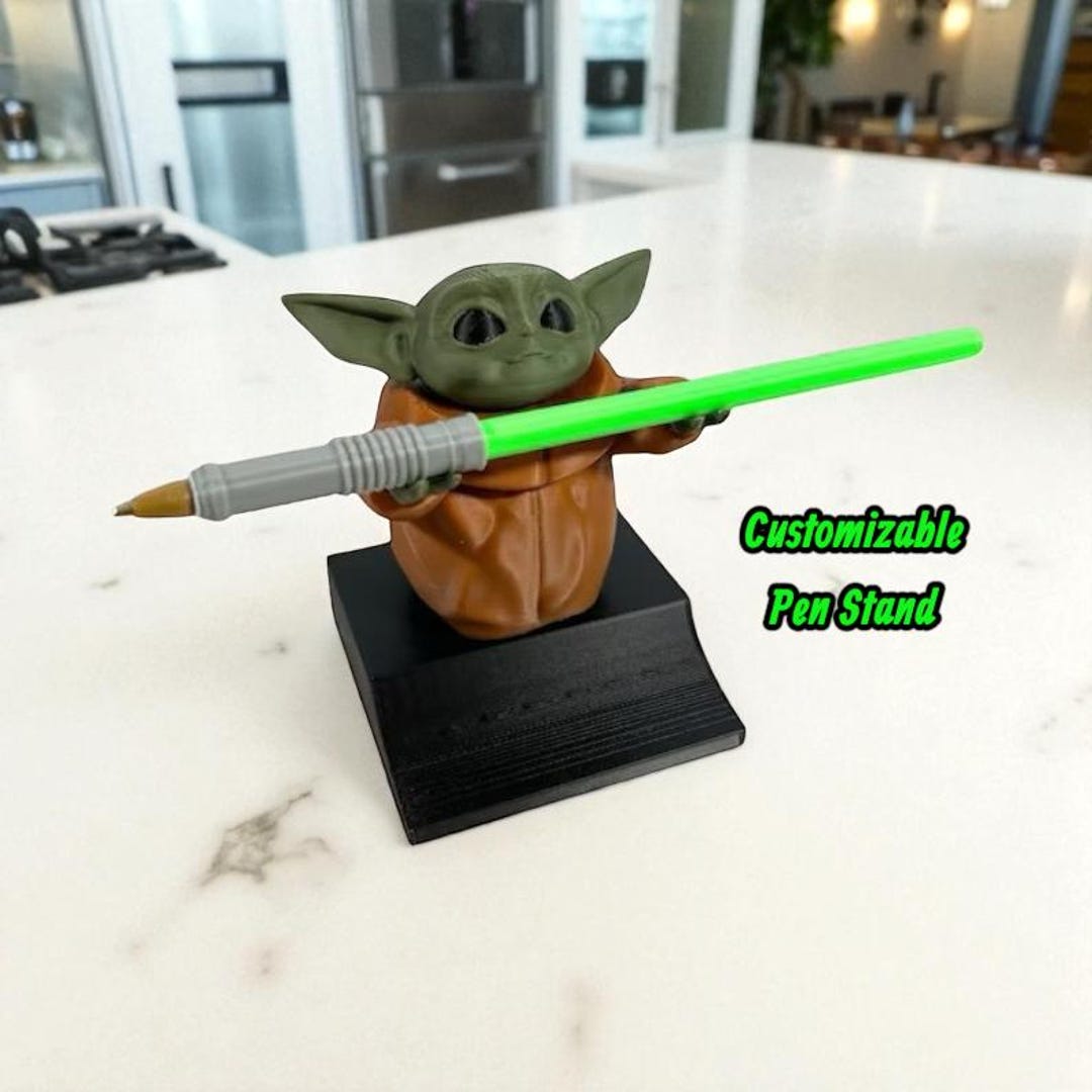 Grogu Pen Holder With Lightsaber Pen | Baby Yoda Desk Organizer - Etsy