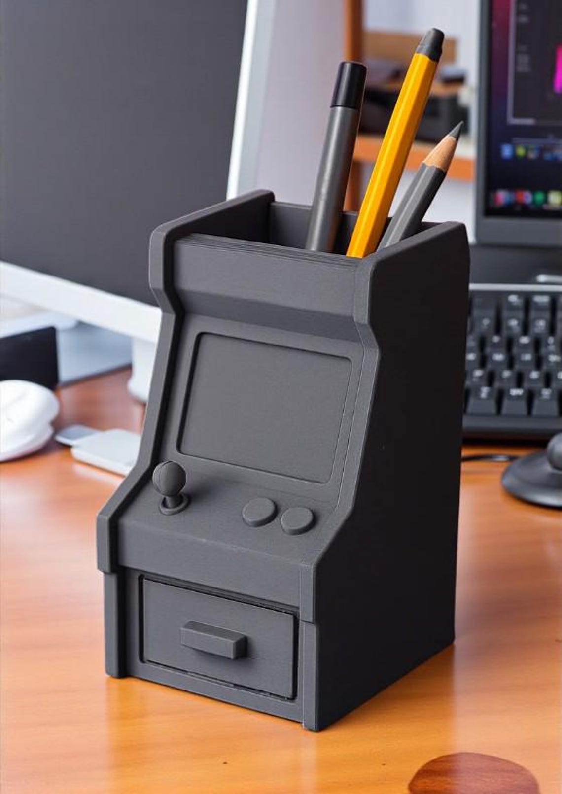 Arcade Machine Pencil Holder | Retro Arcade Pen Stand | Gamer Desk ...