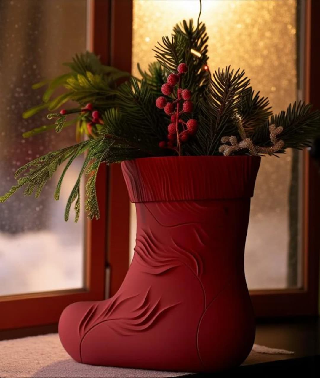 Christmas Stocking Flower Vase: Holiday Plant Decor - Etsy