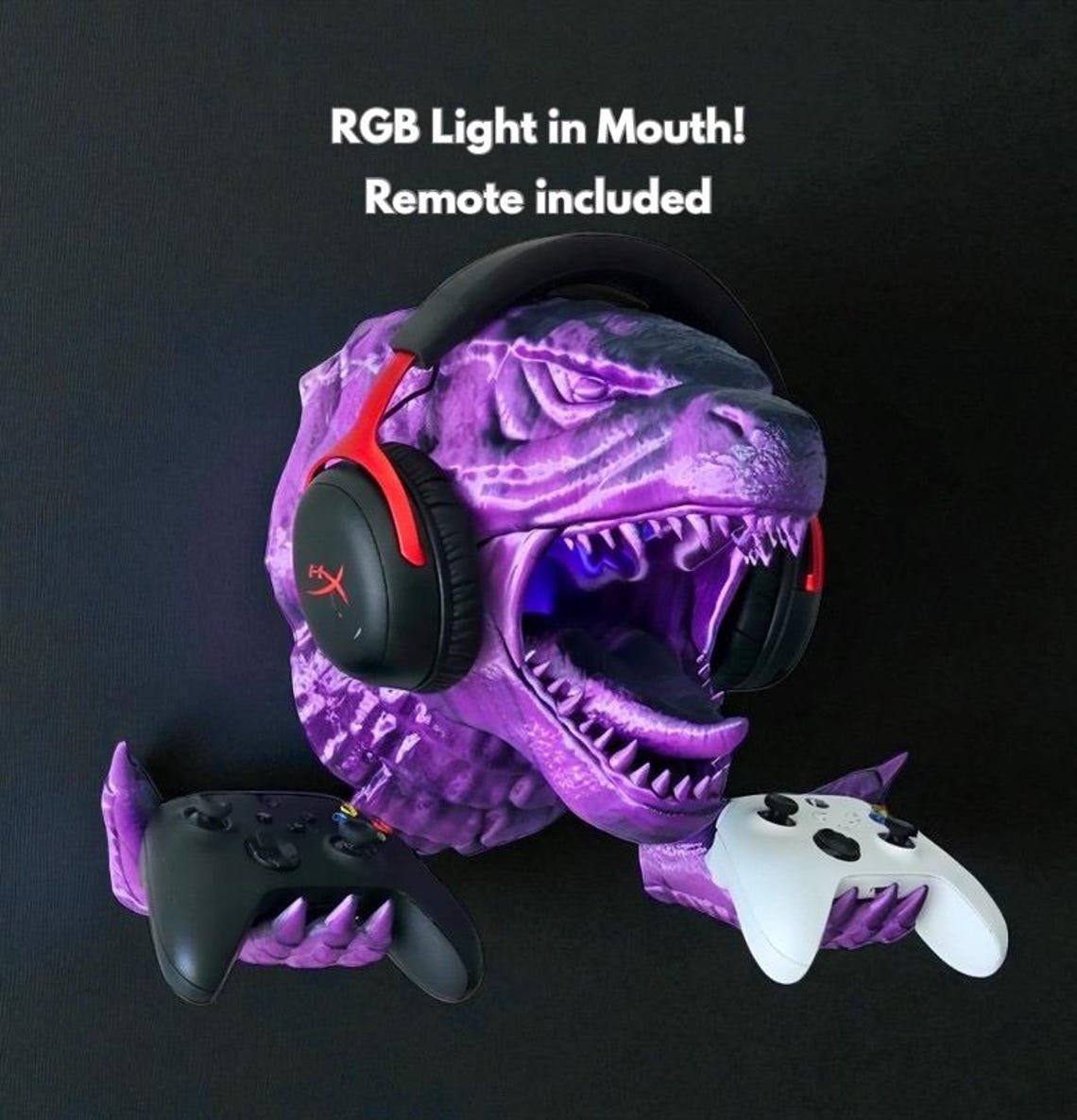 Godzilla Gaming Wall Mount | RGB Headphone & Controller Holder ...