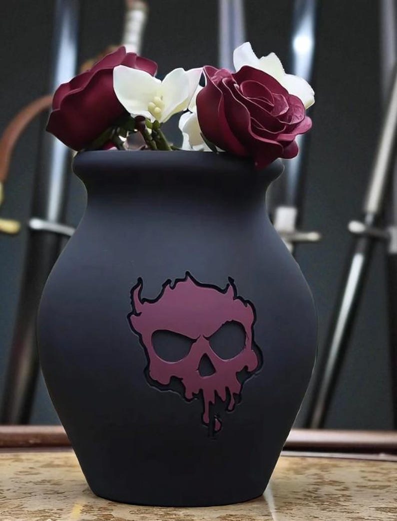 Dark Skull Flower Vase: Gothic Planter Pot, Creepy Home Decor - Etsy