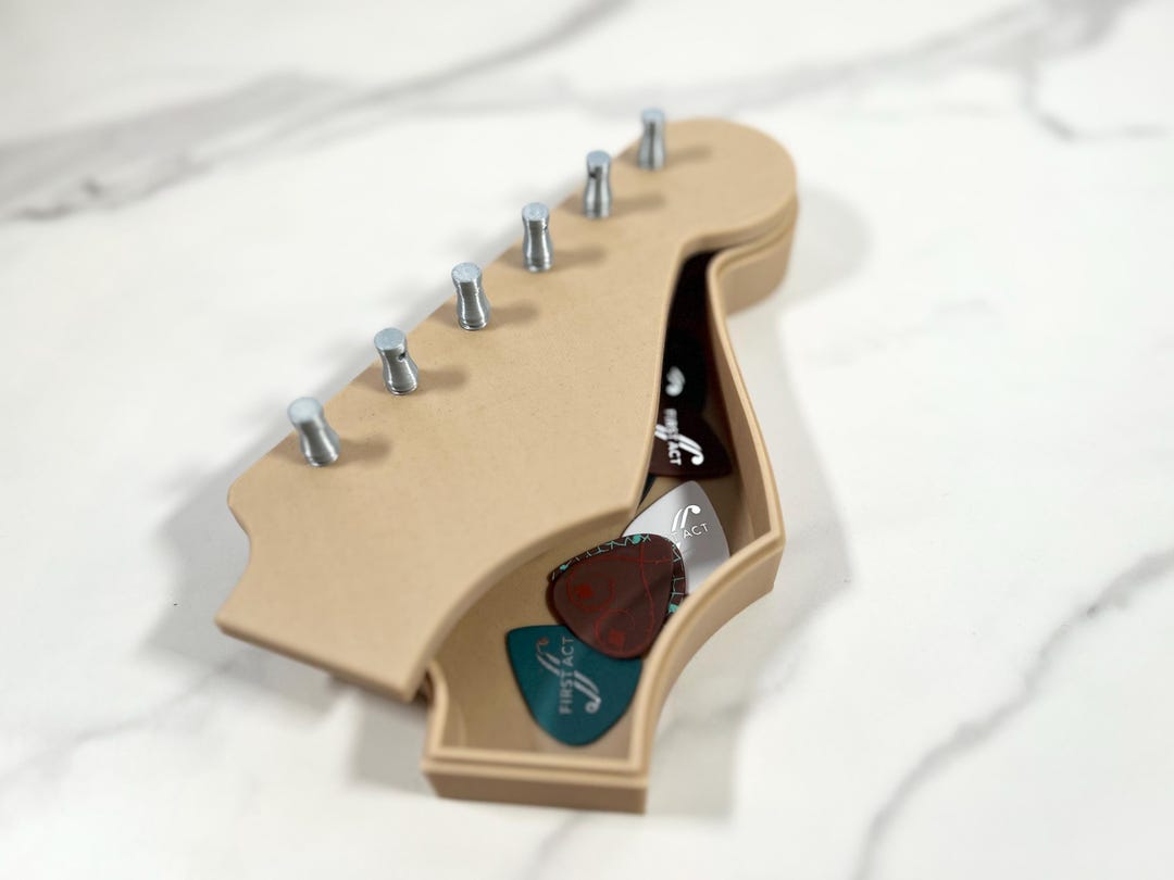 Guitar Headstock Pick Box | Guitar Pick Holder, Guitar Shaped Pick Box ...