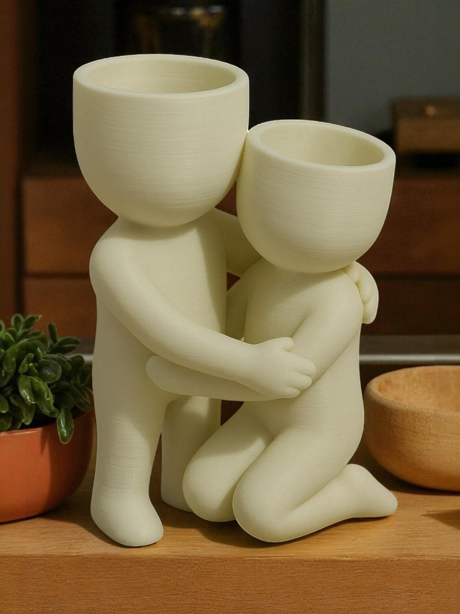Hugging Succulent Pots | Partner Planter Pots | Couple Hug Plant ...