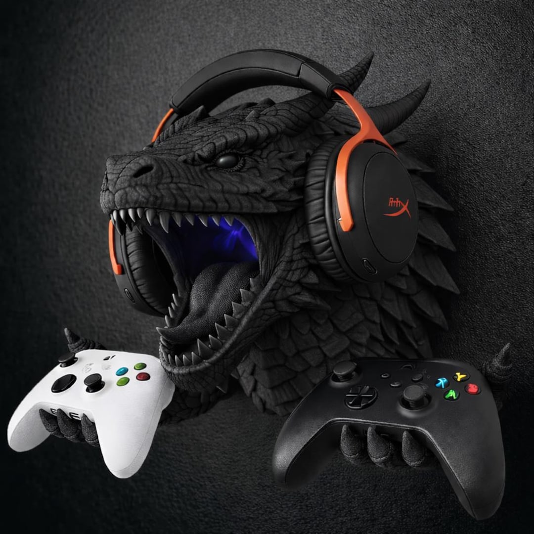 Ember Dragon RGB Gaming Wall Mount | Headphone & Controller Holder With ...