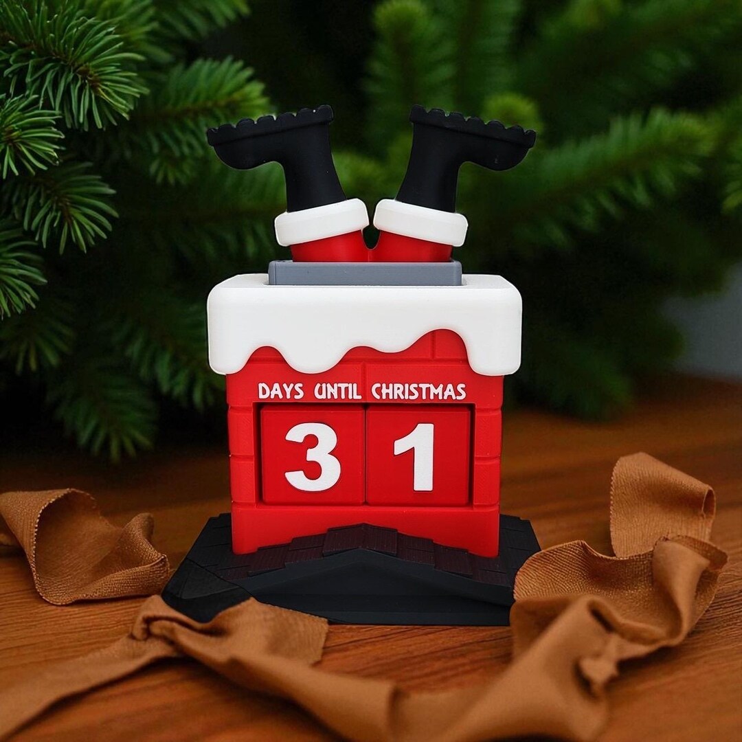 Santa Christmas Countdown Calendar: Holiday Advent Decor - Etsy