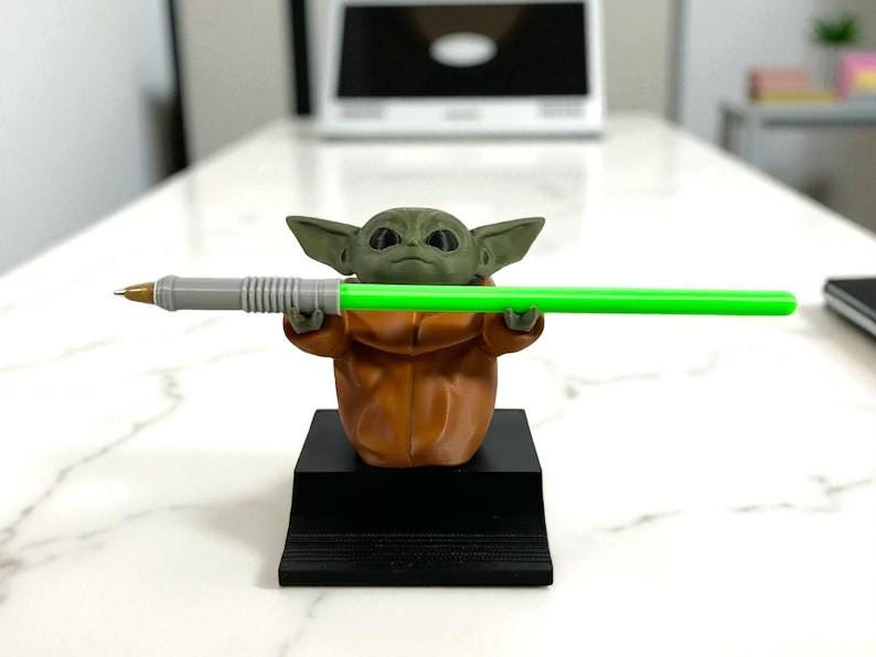 Grogu Pen Holder With Lightsaber Pen | Baby Yoda Desk Organizer - Etsy