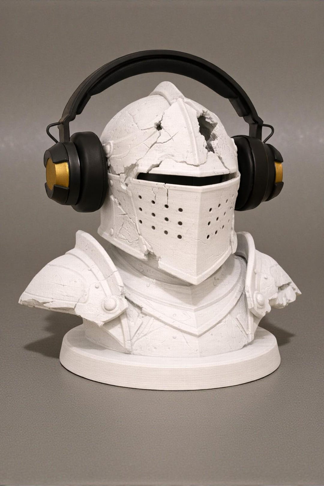 Battle-worn Knight Headphone Stand | Broken Knight Headset Holder ...