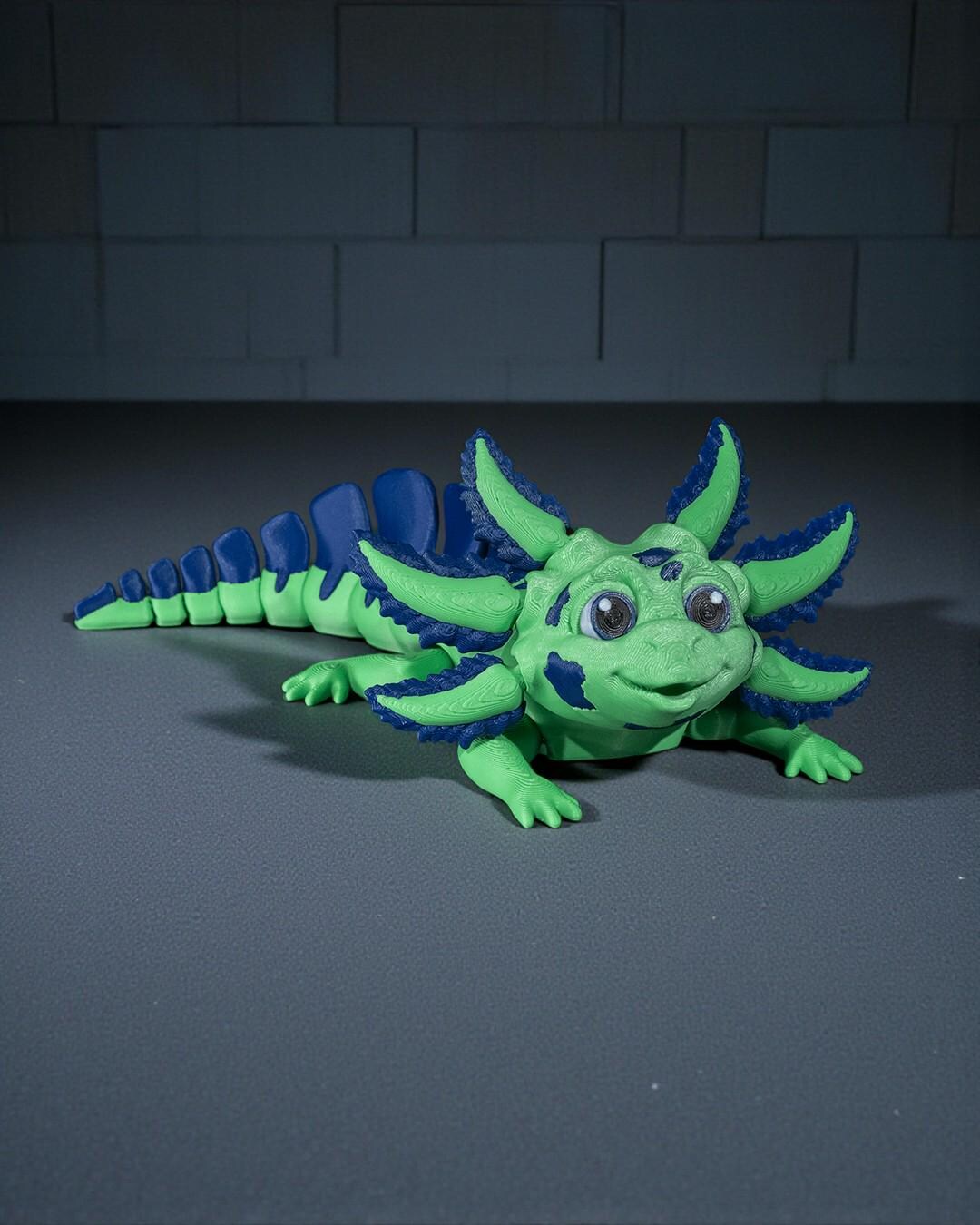 Green Apple Axolotl Figurine | Articulated Desk Figurine - Etsy