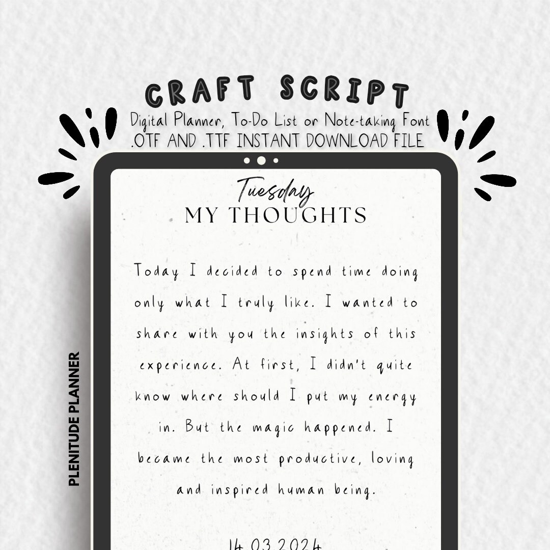 Handwriting Goodnotes Font Note-taking Quotes Script Font Use for ...