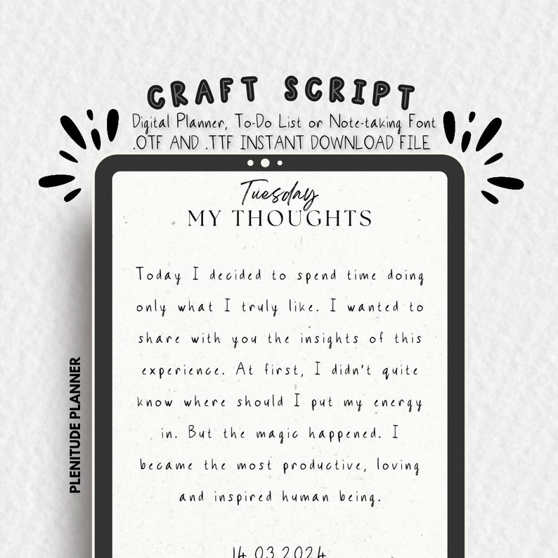 Handwriting Goodnotes Font Note-taking Quotes Script Font Use for ...
