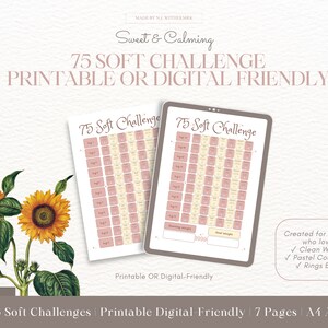 75 Day Soft Challenge Tracker Printable Potrait A4 & A5 Sizes Instant ...