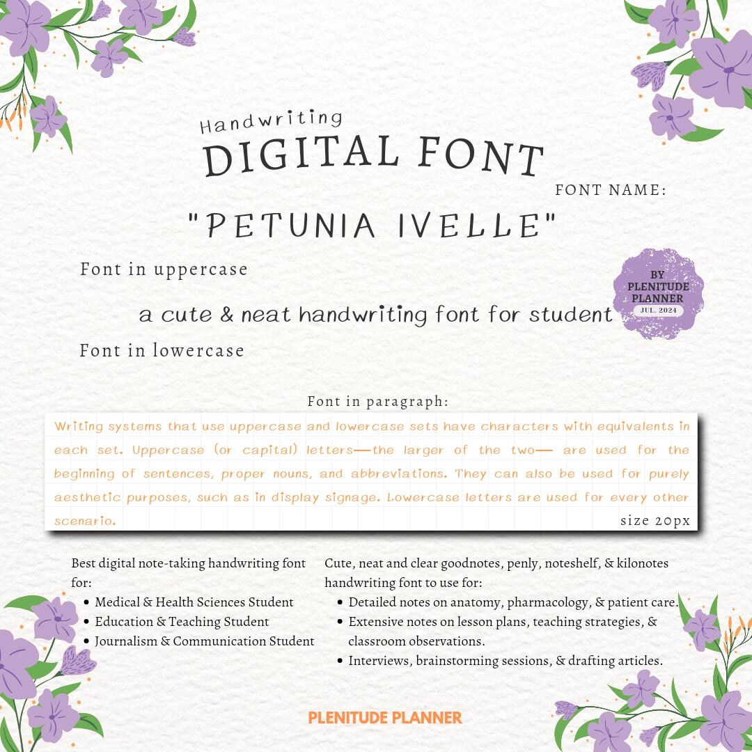 Handwriting Font, Goodnotes Font, Cute & Neat Fonts, Font for Studying ...