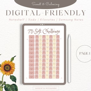 75 Day Soft Challenge Tracker Printable Potrait A4 & A5 Sizes Instant ...