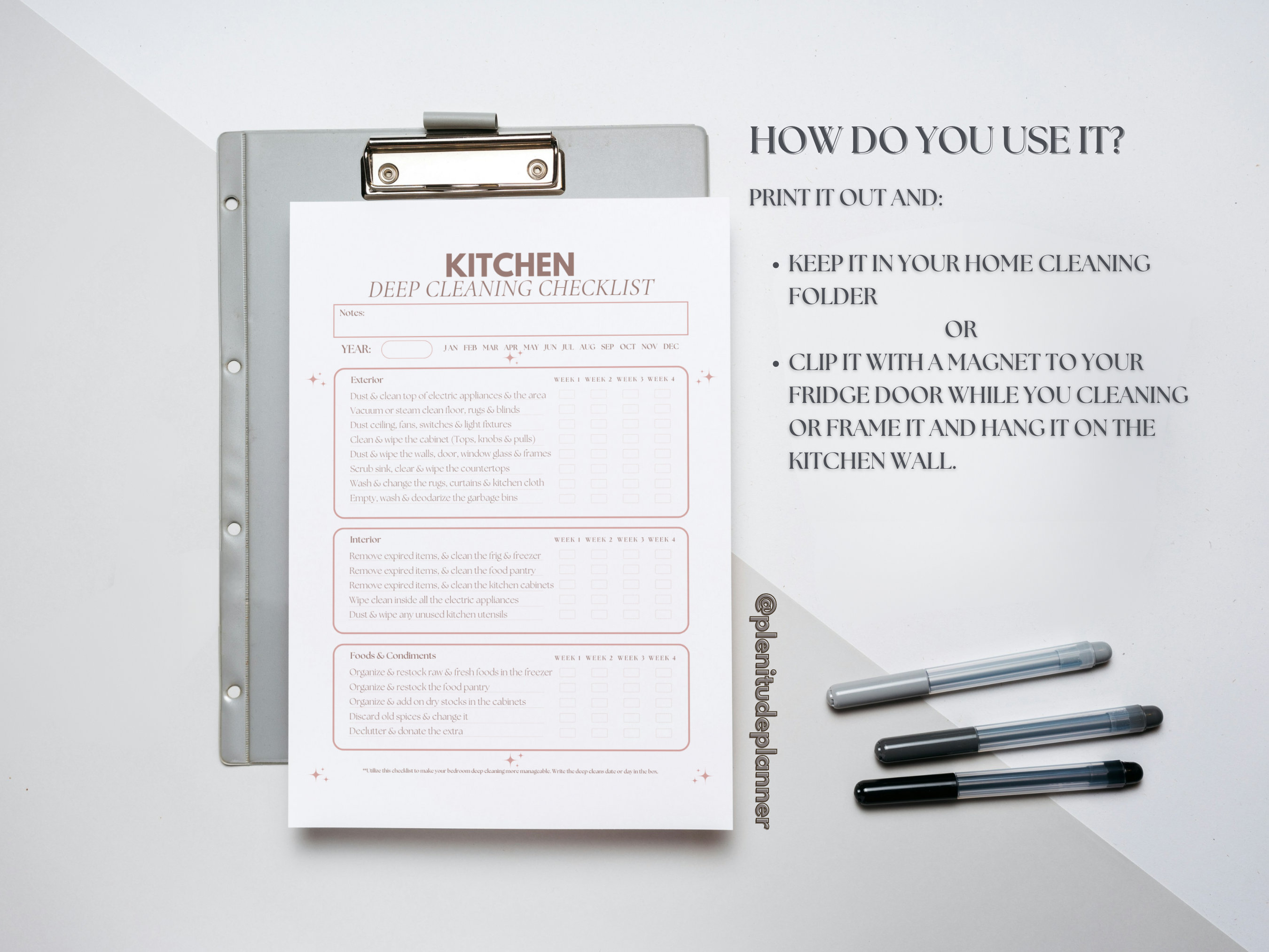 Kitchen Deep Clean Checklist Instant Download Printable in A3, A4, A5 ...