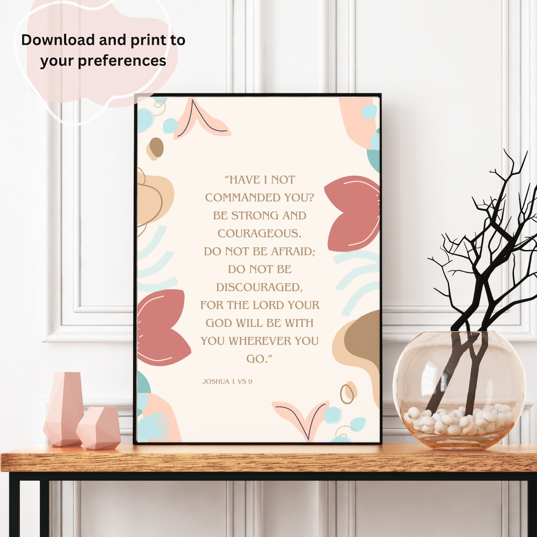Joshua 1 Vs 9 Christian Printable Art - Etsy