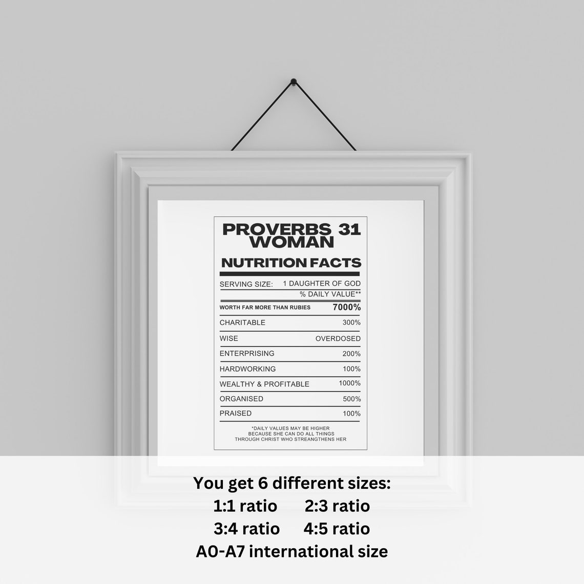 Proverbs 31 Nutrition Facts Printable Art - Etsy