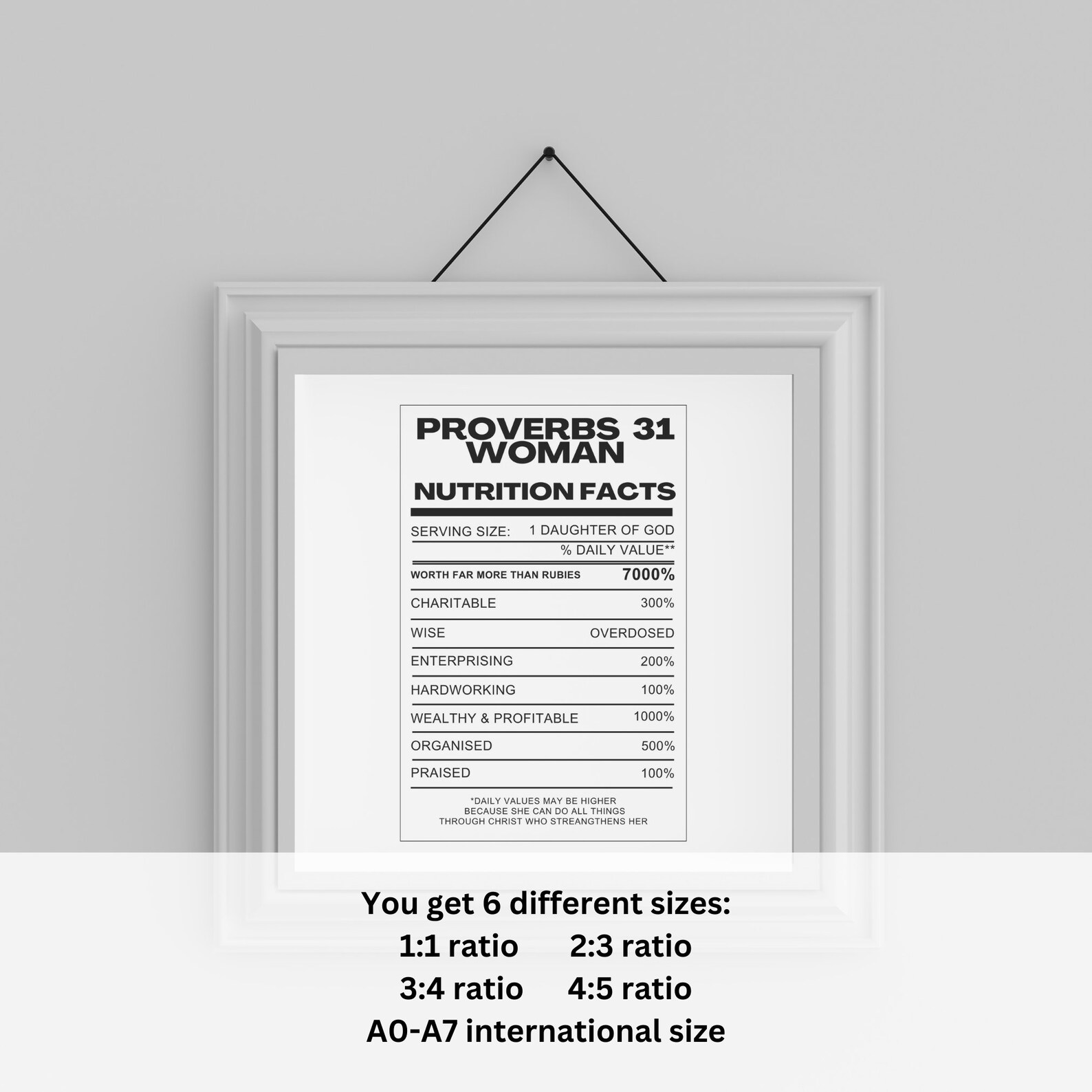 Proverbs 31 Nutrition Facts Printable Art - Etsy