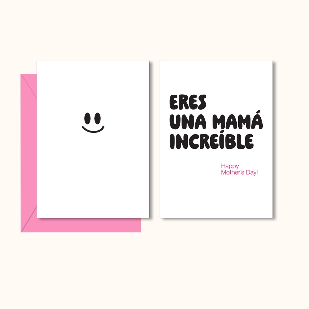 Happy Mother's Day Card. Spanish Printable Mother's Day Card, Gifts for ...