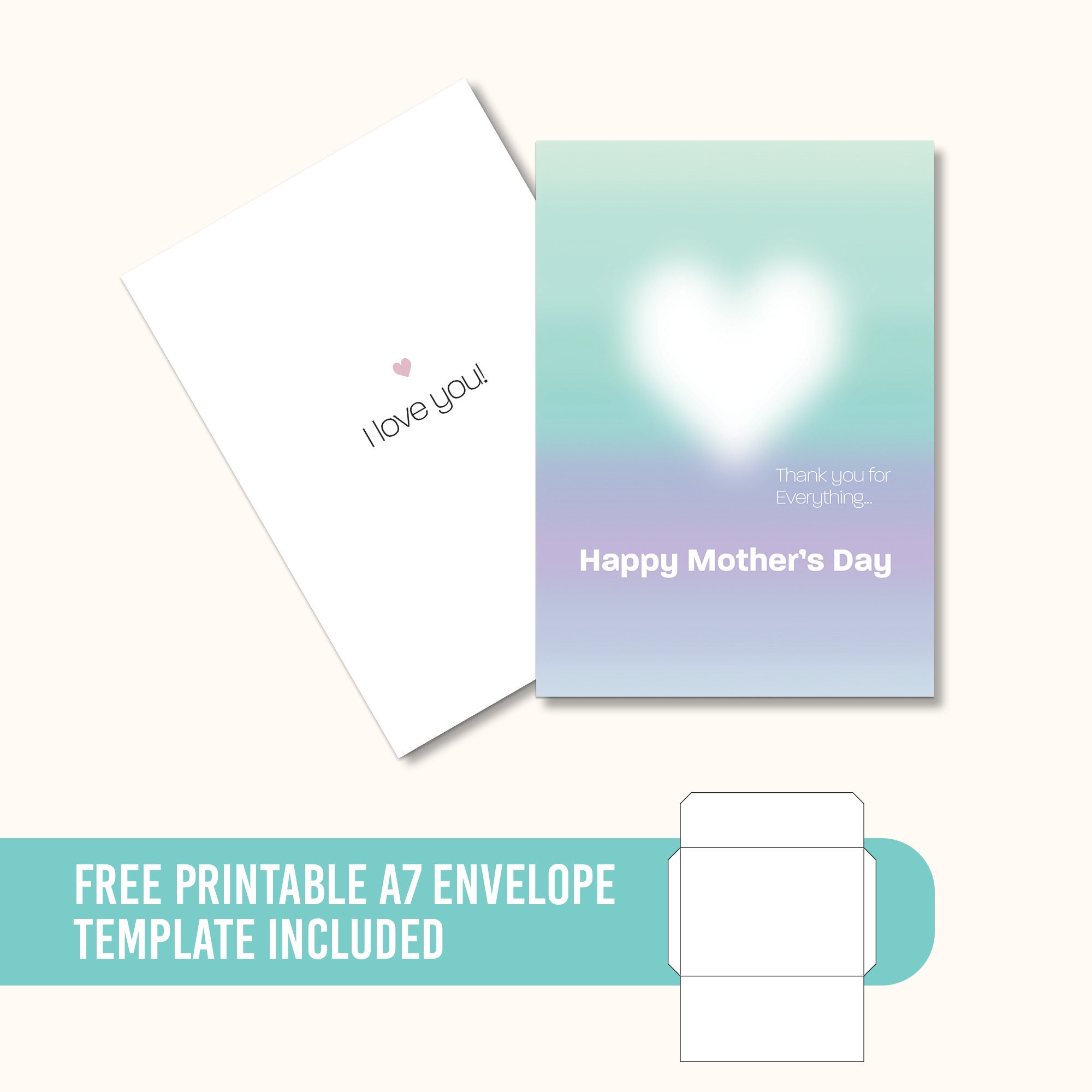 Printable Mother's Day Card, Happy Mother's Day Greeting Card, Love You ...