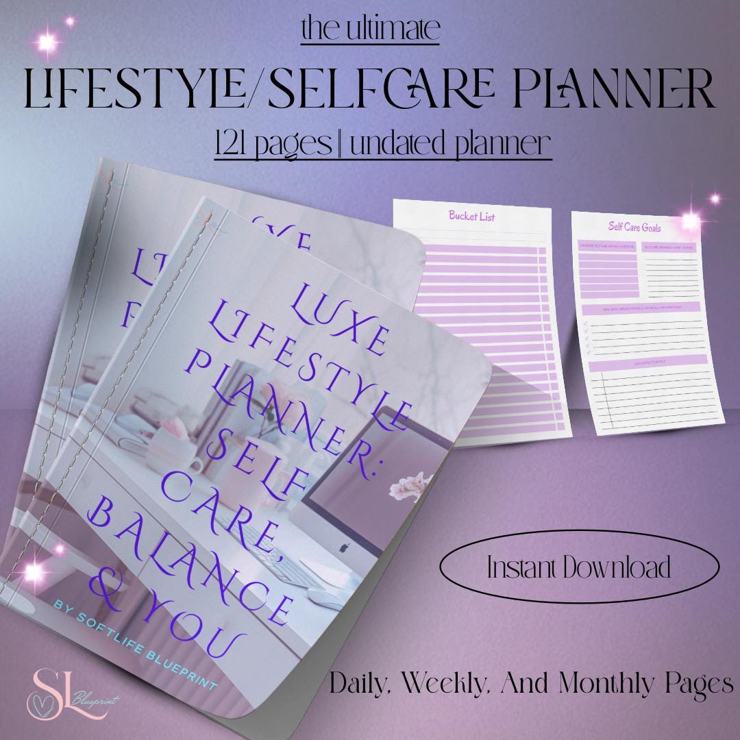 120-page Self Care Soft Life Workbook Productivity Digital Planner ...