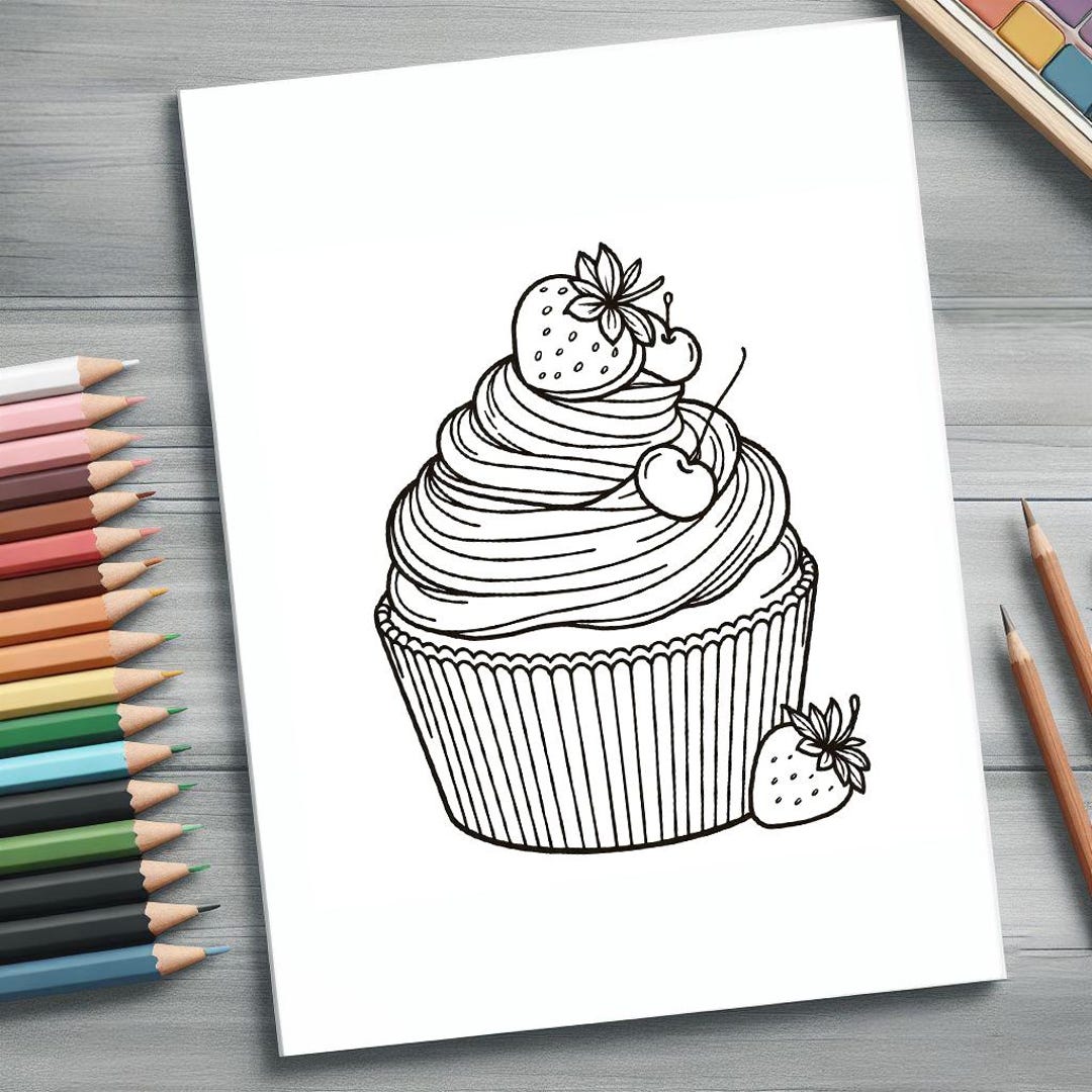Food, Drinks Sweets Relaxation Coloring Page Preschool Print Sweets ...