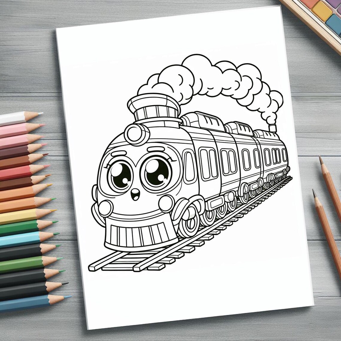 50 Train Coloring Pages to Print, Train Coloring Book 50 Train Coloring ...