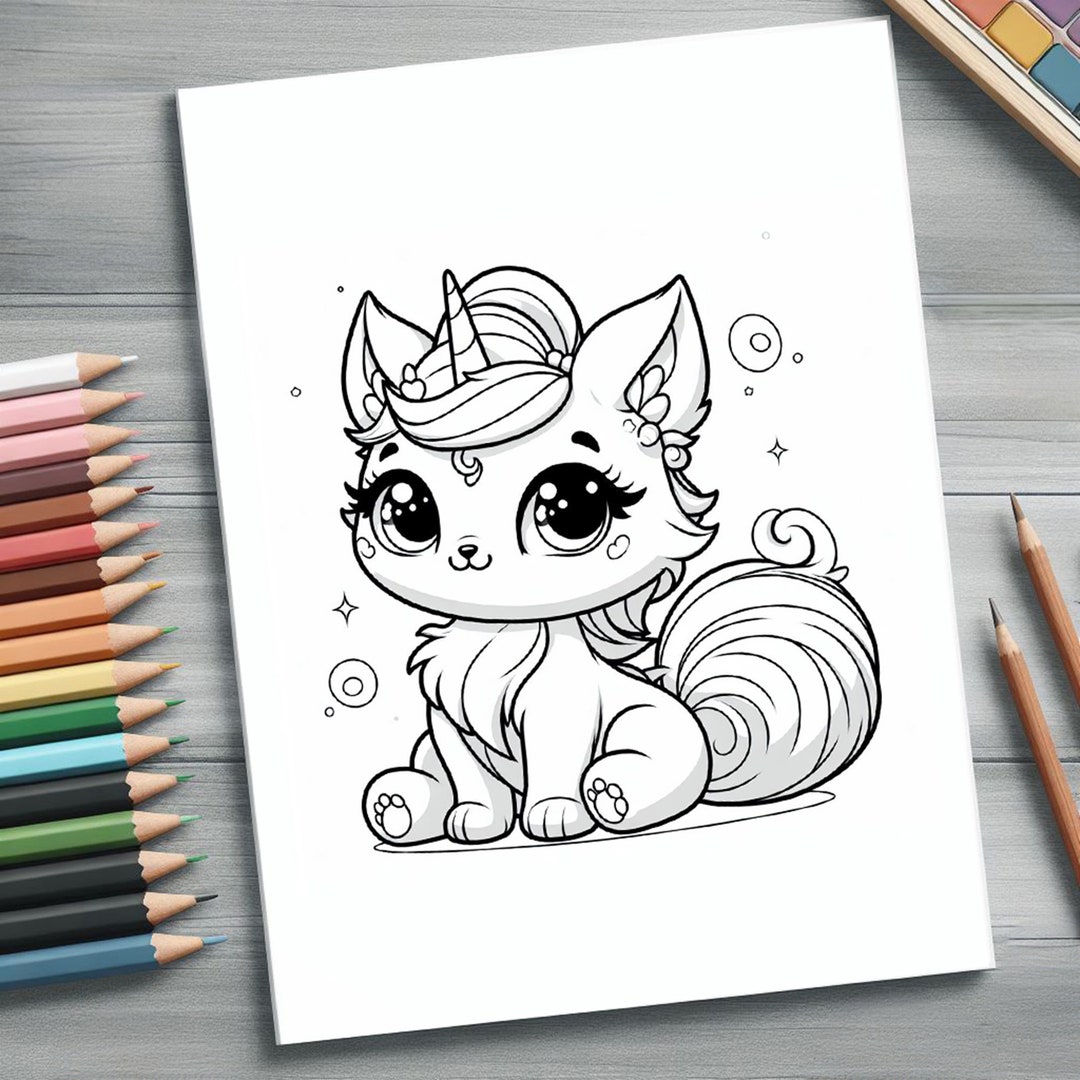 Set of 70 Coloring Pages With Fantastic Animals. Easy Coloring Page to ...
