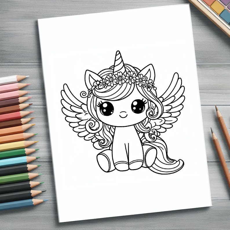 60 Cute Unicorn Coloring Pages for Kids. Kawaii Unicorn Coloring Pages ...