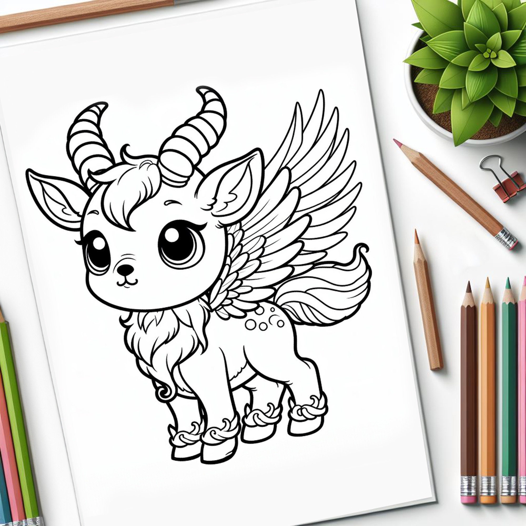 Set of 50 Fantasy Animal Coloring Pages Easy Coloring Page Printable ...