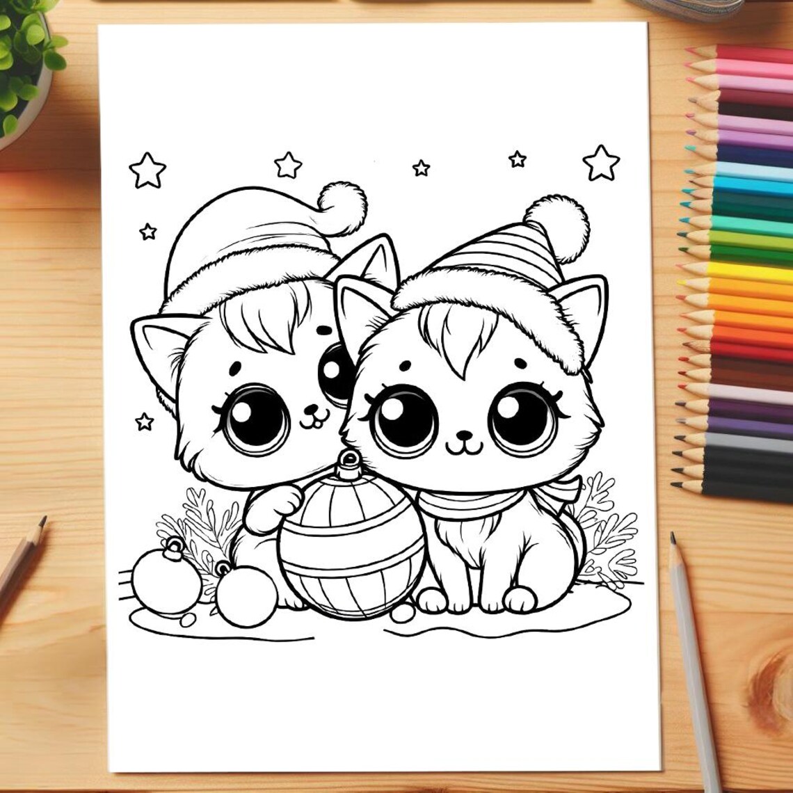 Set of 50 Cats Coloring Pages. Easy Coloring. Printable Cat Coloring ...