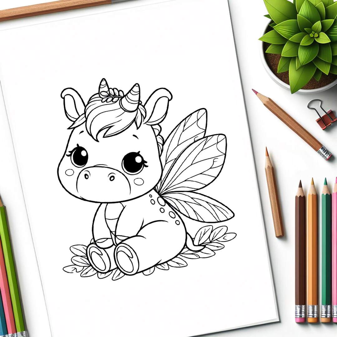 Set of 50 Coloring Pages With Fantastic Animals. Easy Coloring Page to ...