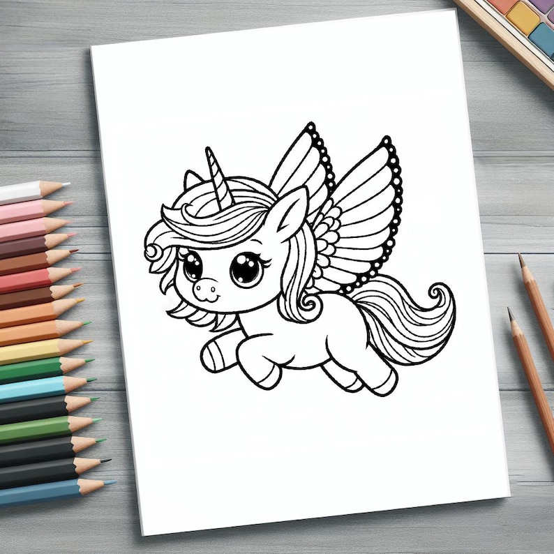 60 Cute Unicorn Coloring Pages for Kids. Kawaii Unicorn Coloring Pages ...