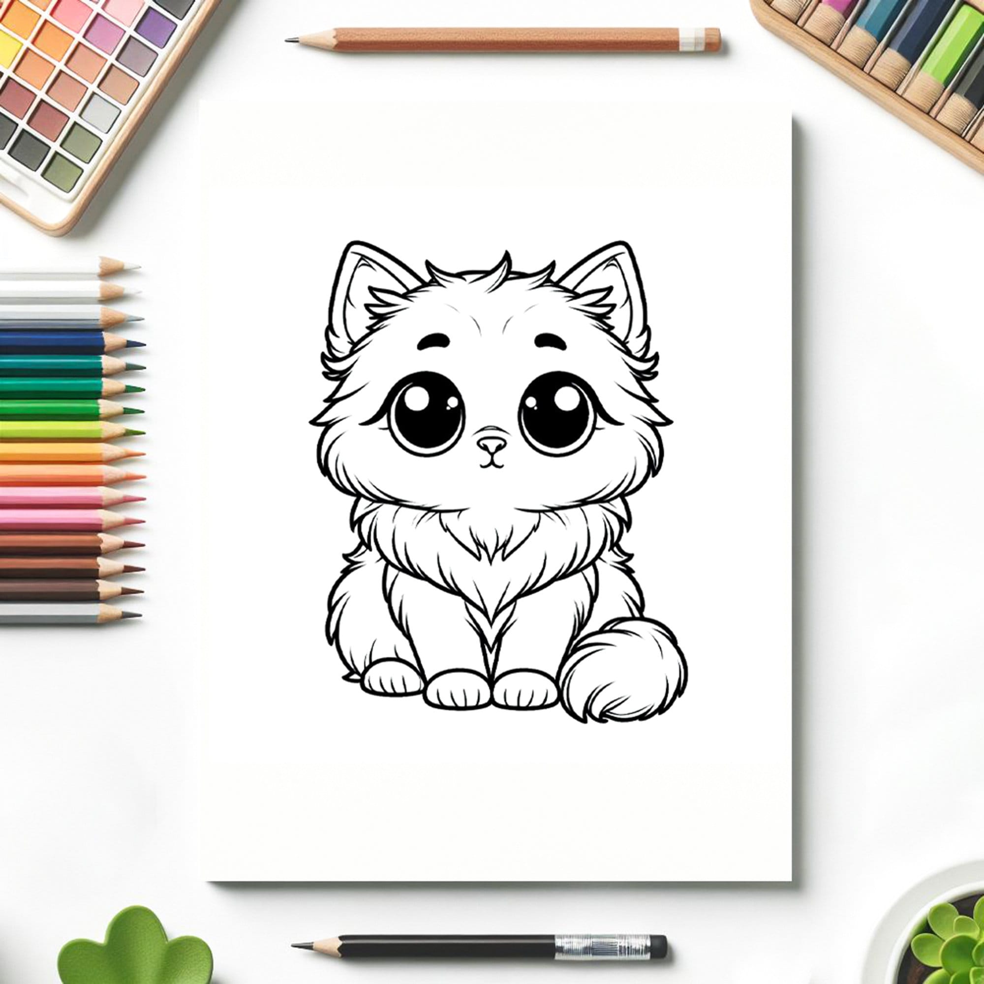 Set of 30 Cats Coloring Pages. Easy Coloring. Printable Cat Coloring ...