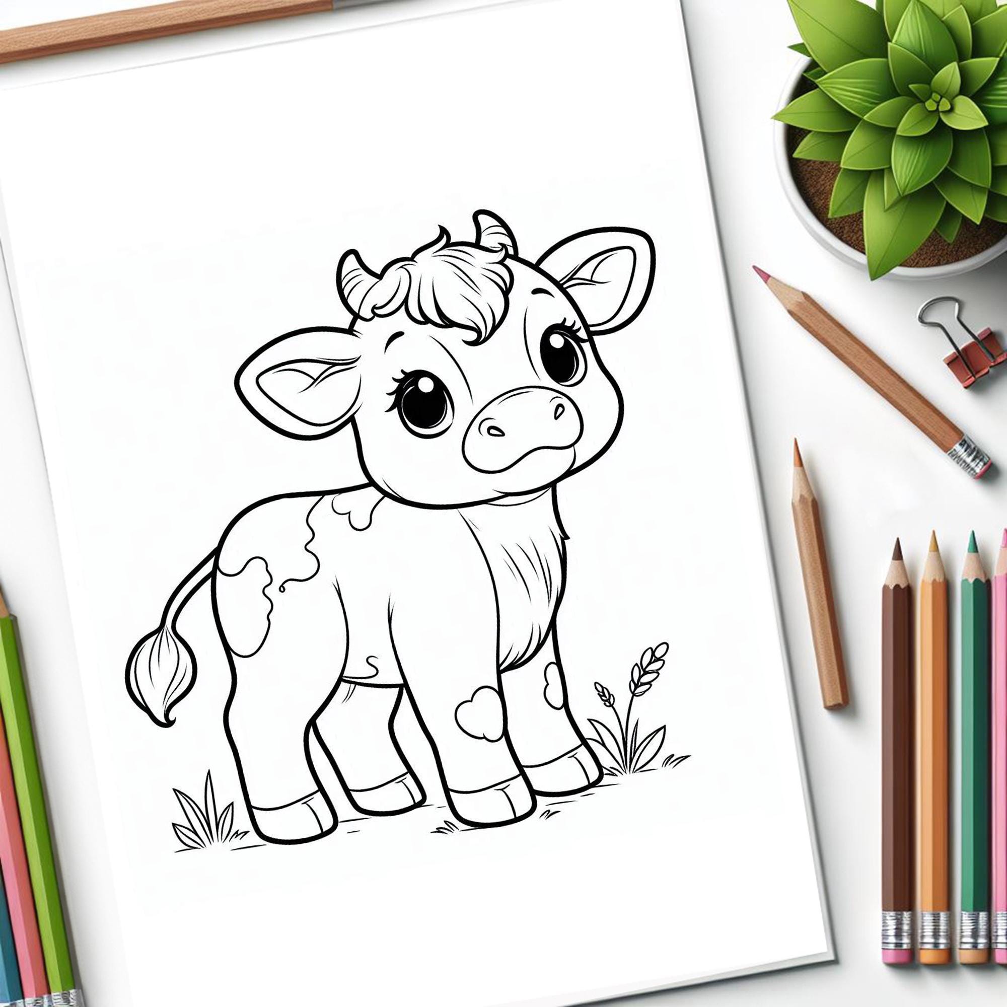 25 Easy Farm Animals Coloring Pages With Thick Borders for Preschoolers ...