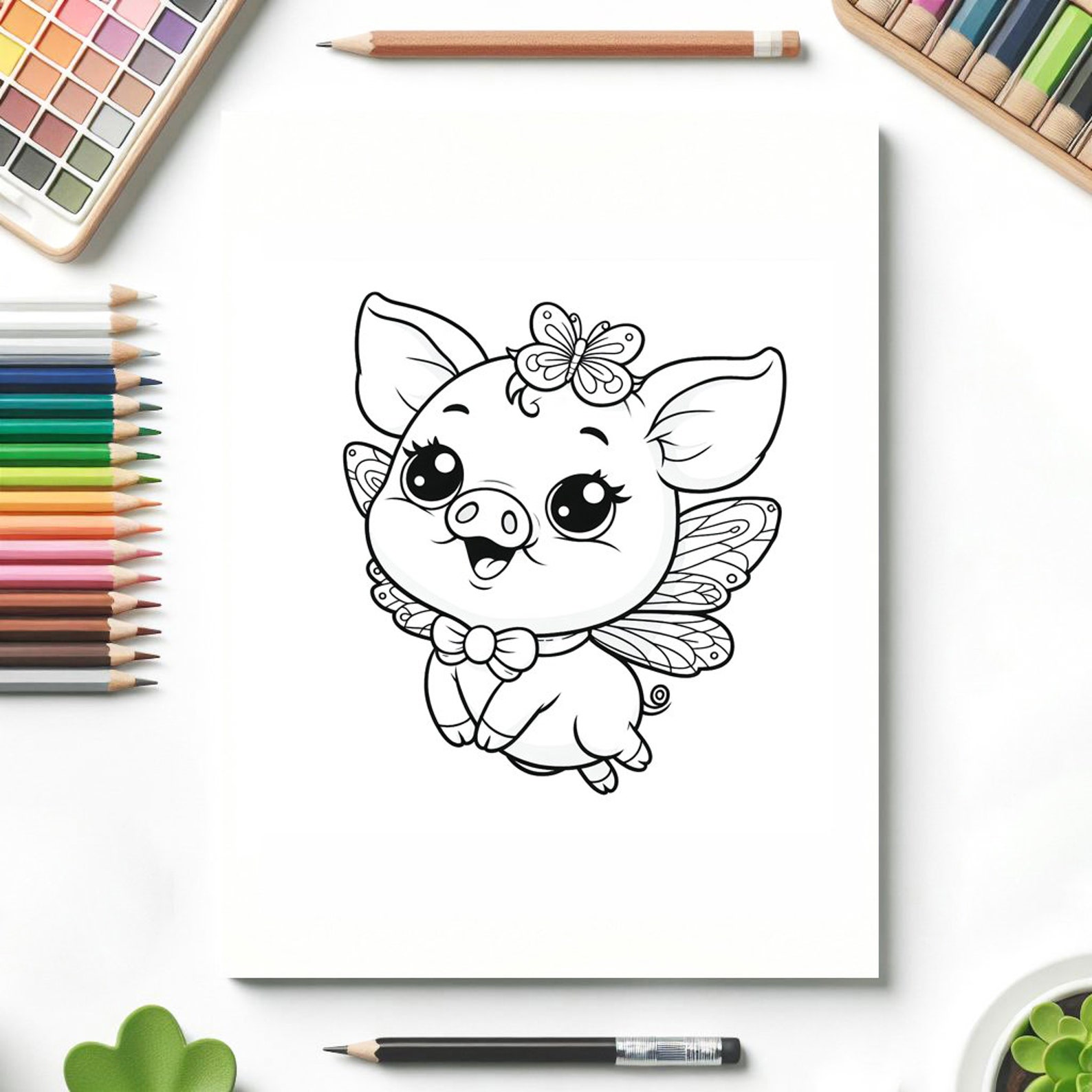 40 Cute Pig Coloring Pages for Kids. Kawaii Animals Coloring Pages ...