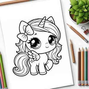 50 Cute Unicorn Coloring Pages for Kids. Kawaii Unicorn Coloring Pages ...