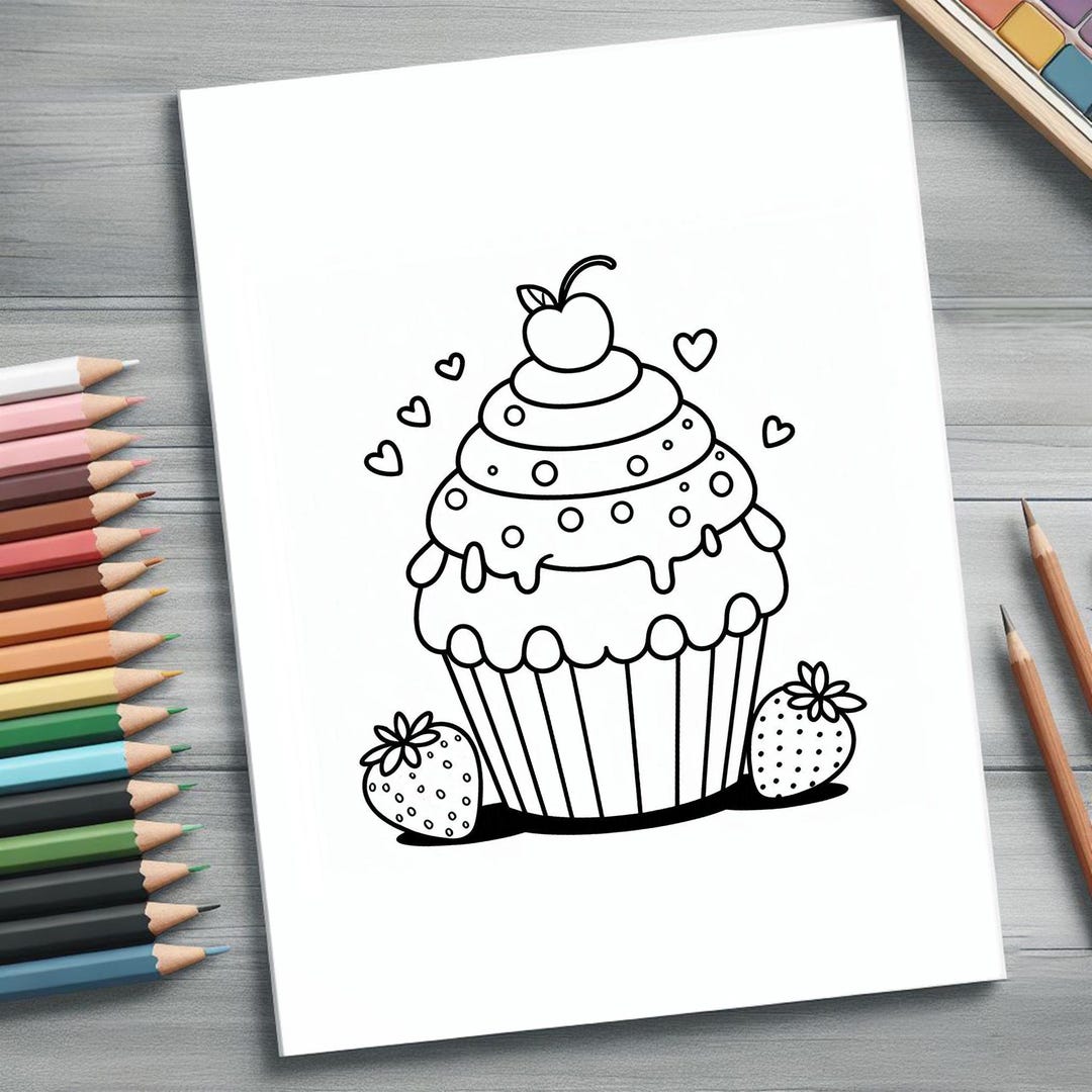 Food, Drinks Sweets Relaxation Coloring Page Preschool Print Sweets ...