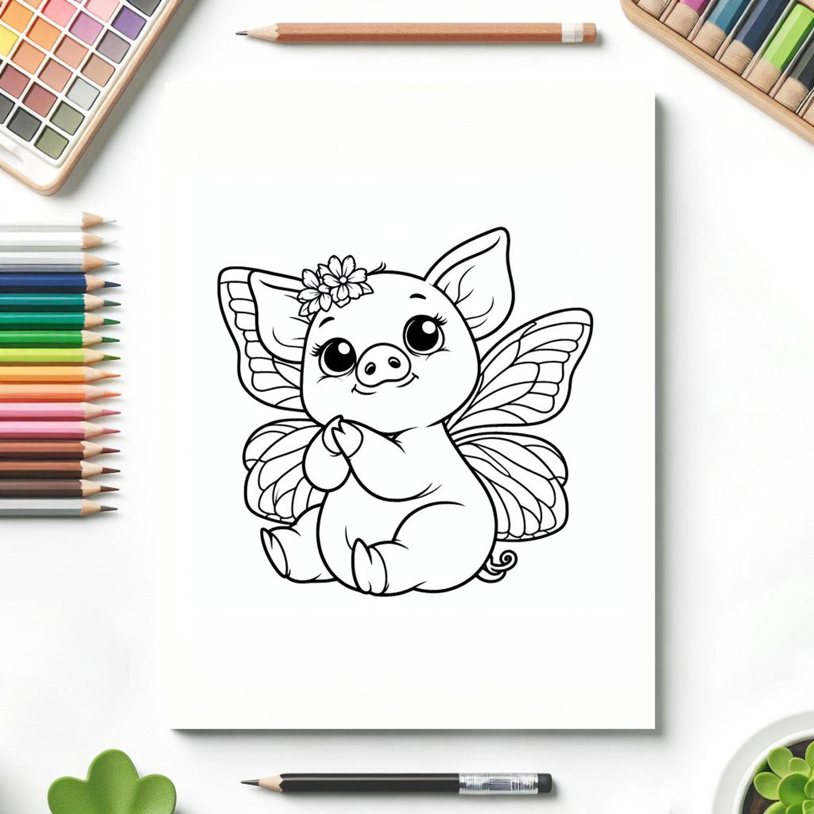 40 Cute Pig Coloring Pages for Kids. Kawaii Animals Coloring Pages ...